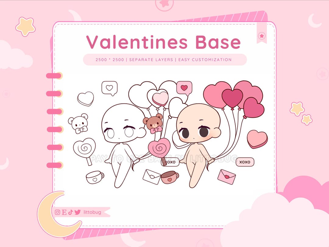 Valentines Base #6 | YCH | Chibi Template for Commissions, Twitch ...