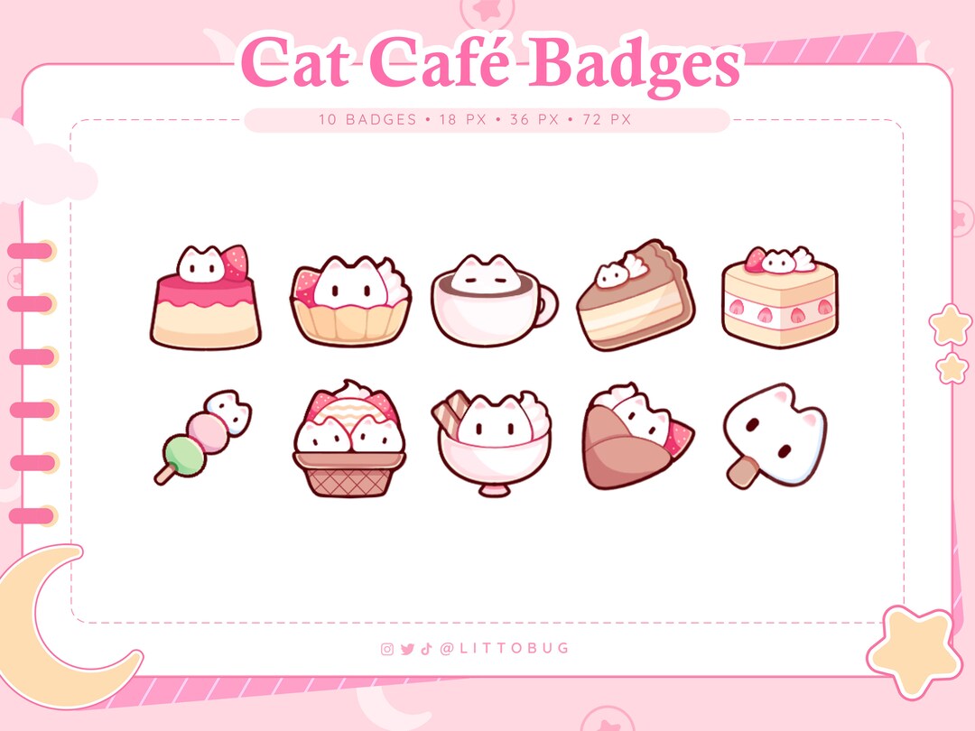Kitty Cat Cafe Badges 10 Pack for Twitch, Youtube, Discord Bit Badges ...