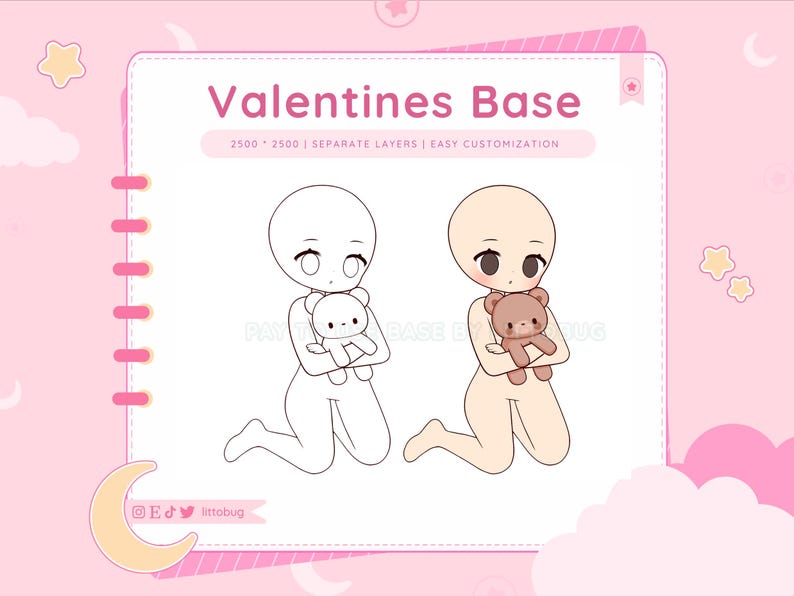 Valentines Base #1 | YCH | Chibi Template for Commissions, Twitch ...