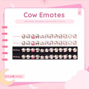 Brown and White Cow Emotes (12 Pack) for Twitch, Youtube, Discord ...