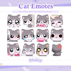 Cat Emote Bundle dark Gray and White for Twitch, Youtube, Discord Kitty ...