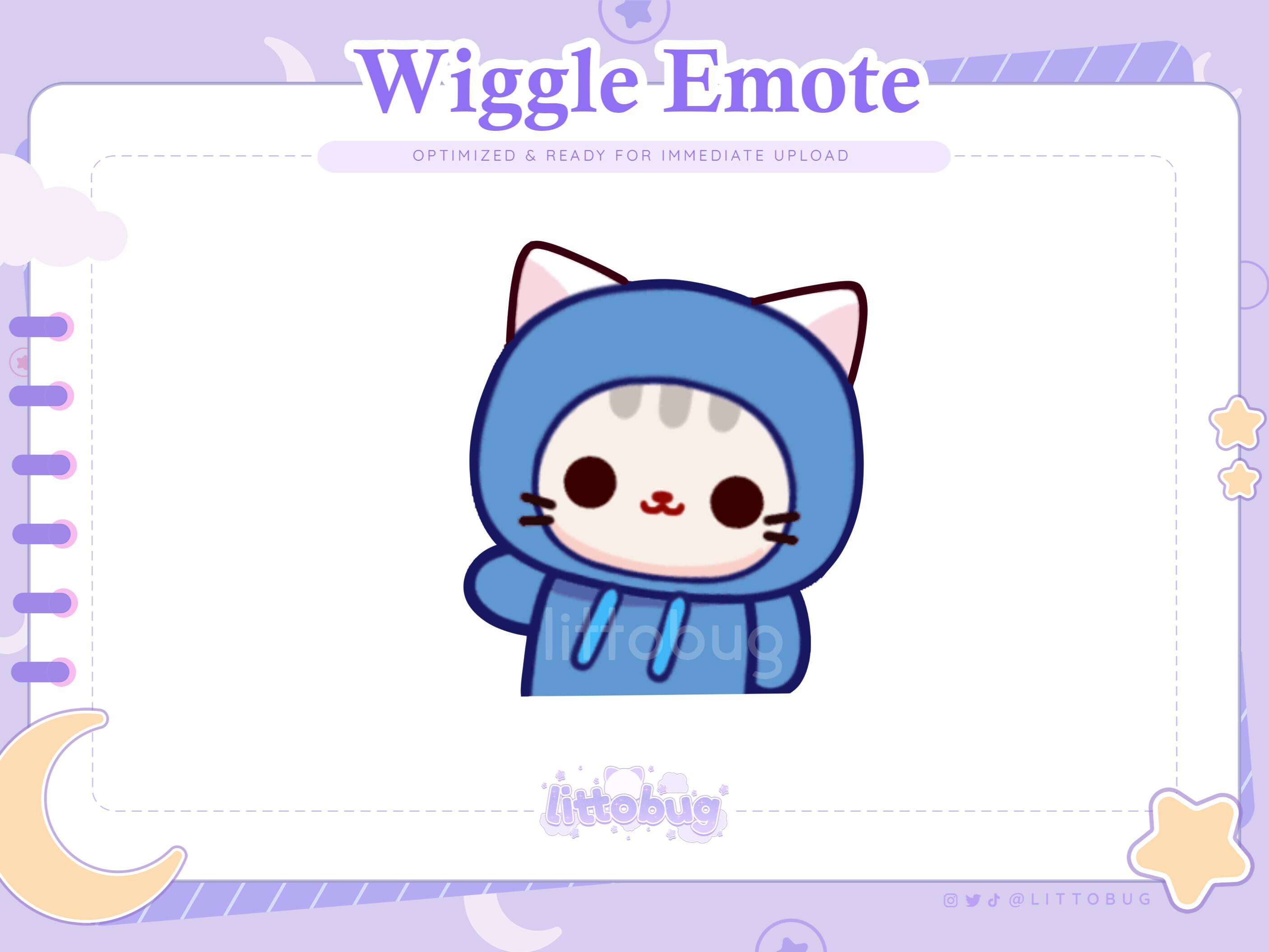 Cat Animated Emote white, Blue for Twitch, Youtube, Discord Kitten ...