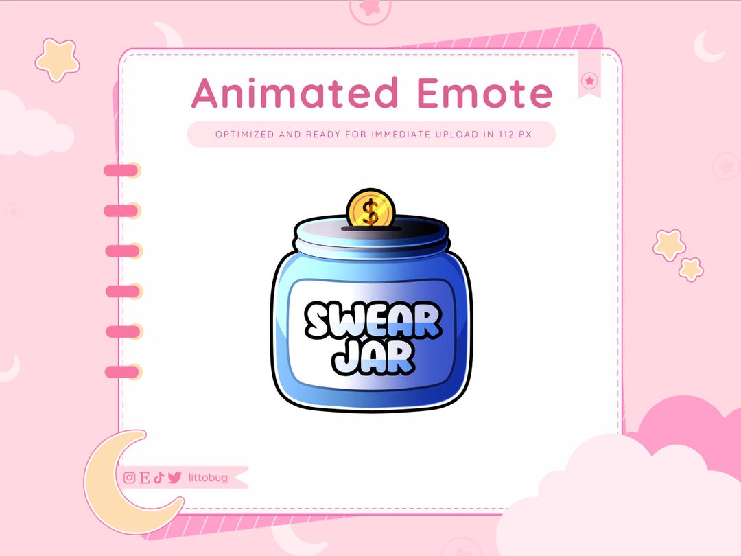 Swear Jar Animated Emote (blue) for Twitch, Youtube, Discord | Funny ...