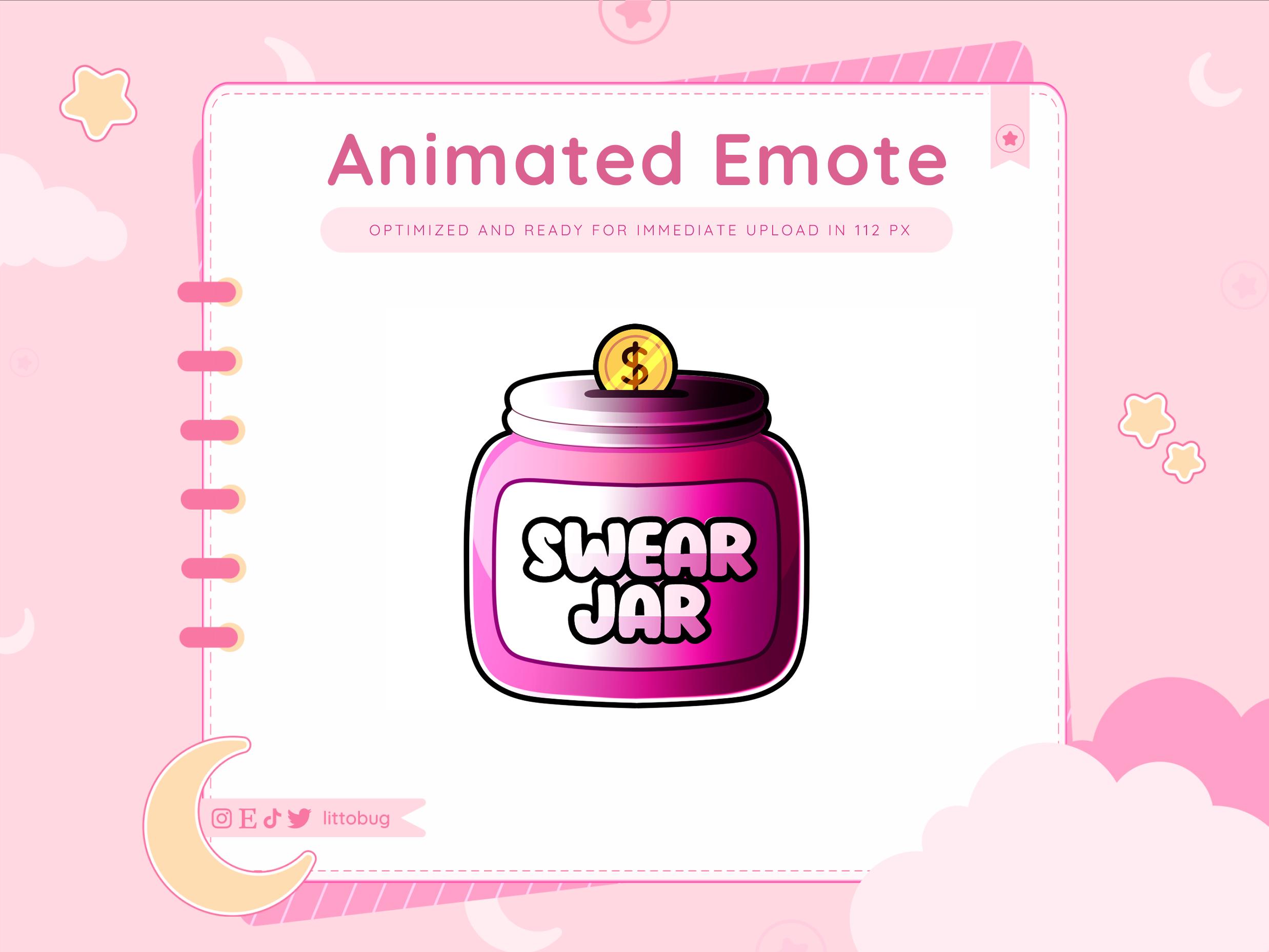 Swear Jar Animated Emote (pink) for Twitch, Youtube, Discord ...