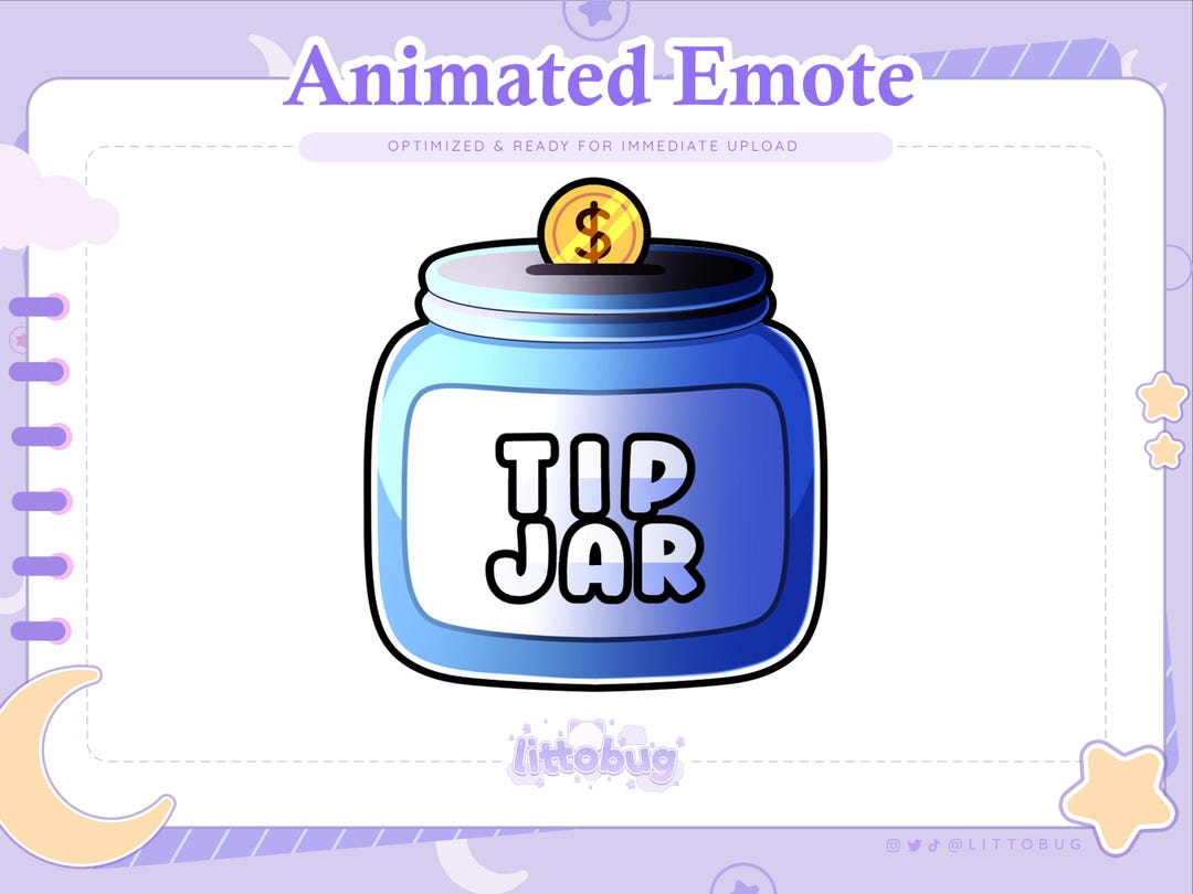 Tip Jar Animated Emote blue for Twitch, Youtube, Discord Fun Stream ...