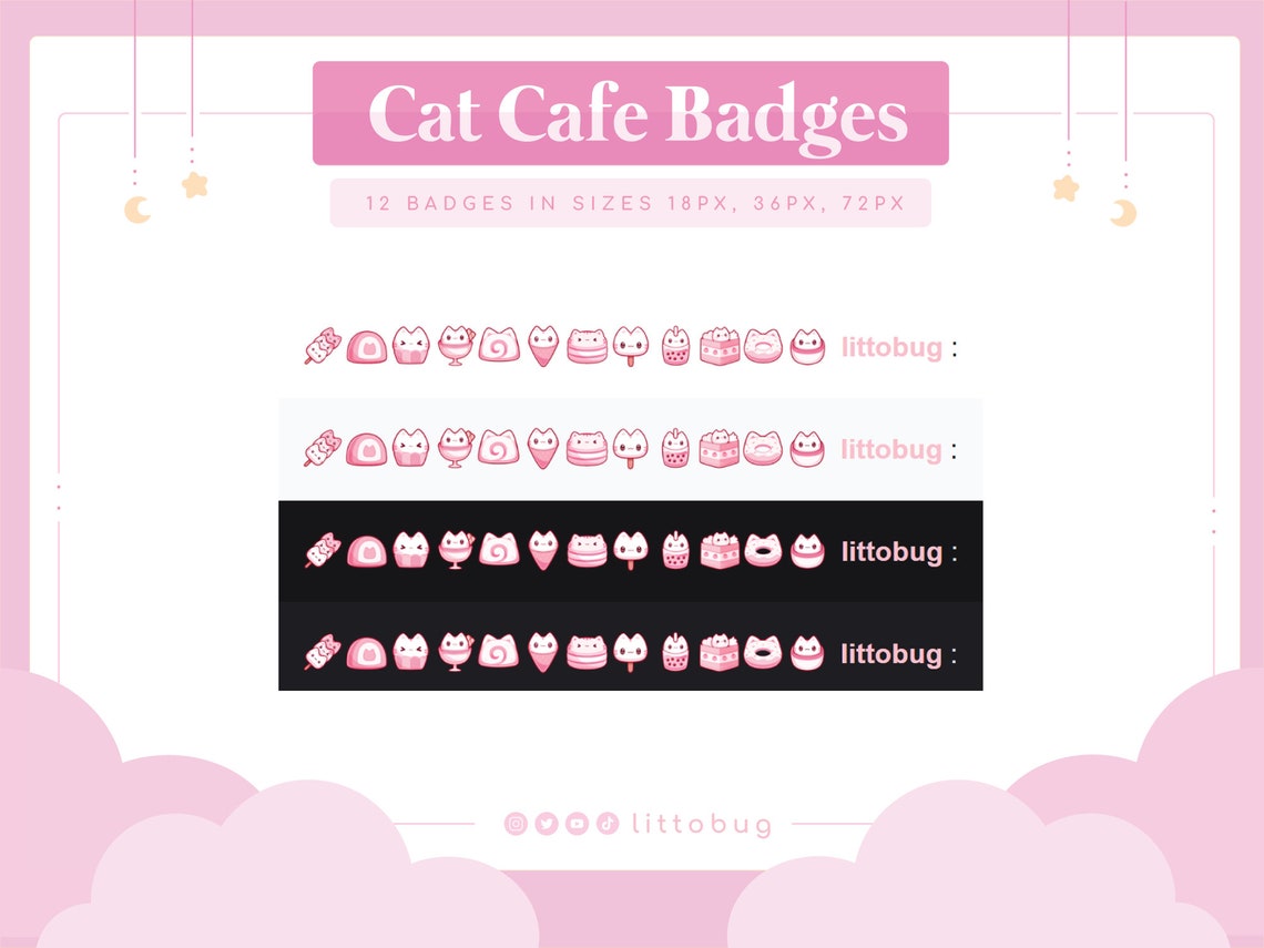 Cat Cafe Badges 12 Pack Pink for Twitch Discord Youtube - Etsy