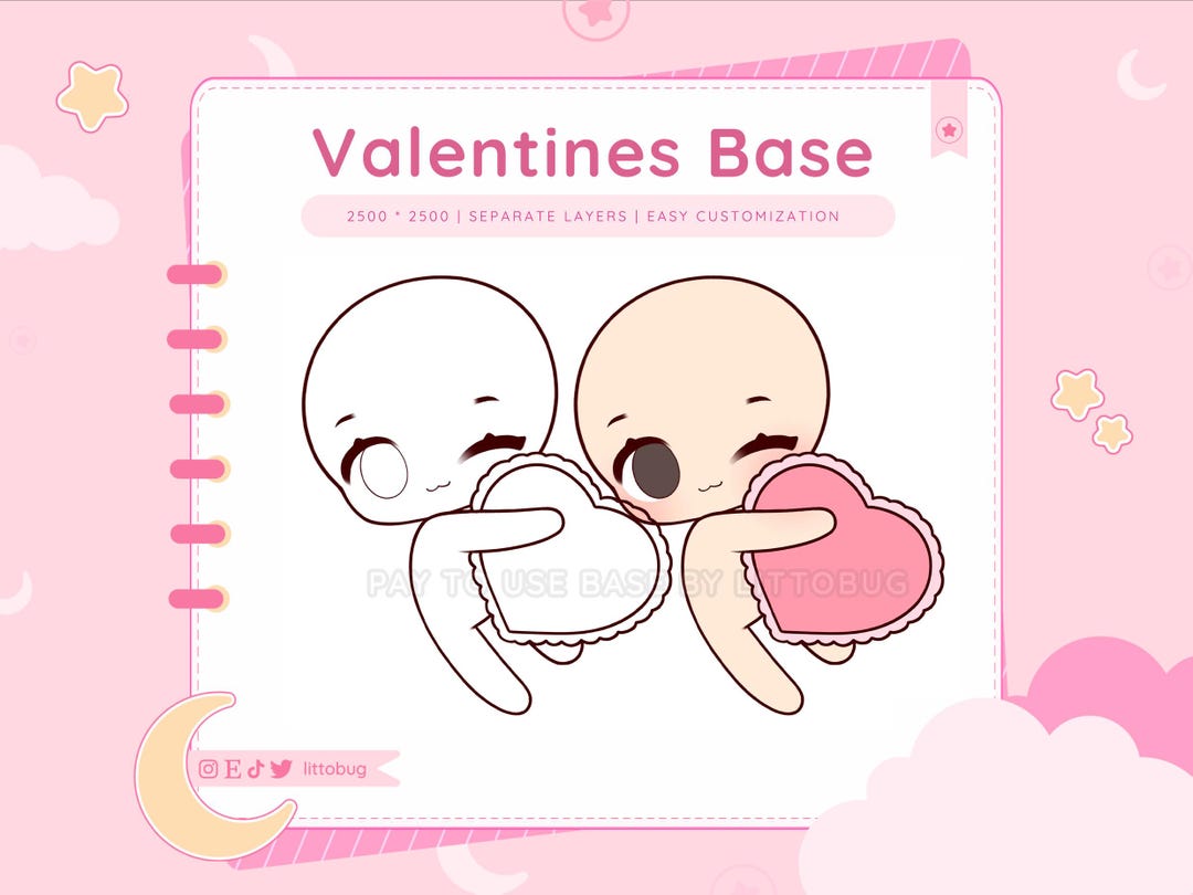 Valentines Base #7 | YCH | Chibi Template for Commissions, Twitch ...
