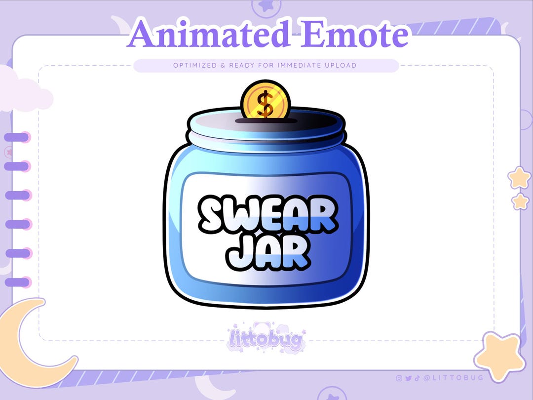 Swear Jar Animated Emote blue for Twitch, Youtube, Discord Funny Stream ...