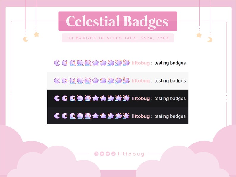 Lunar Star and Moon Badges 10 Pack Purple for Twitch - Etsy
