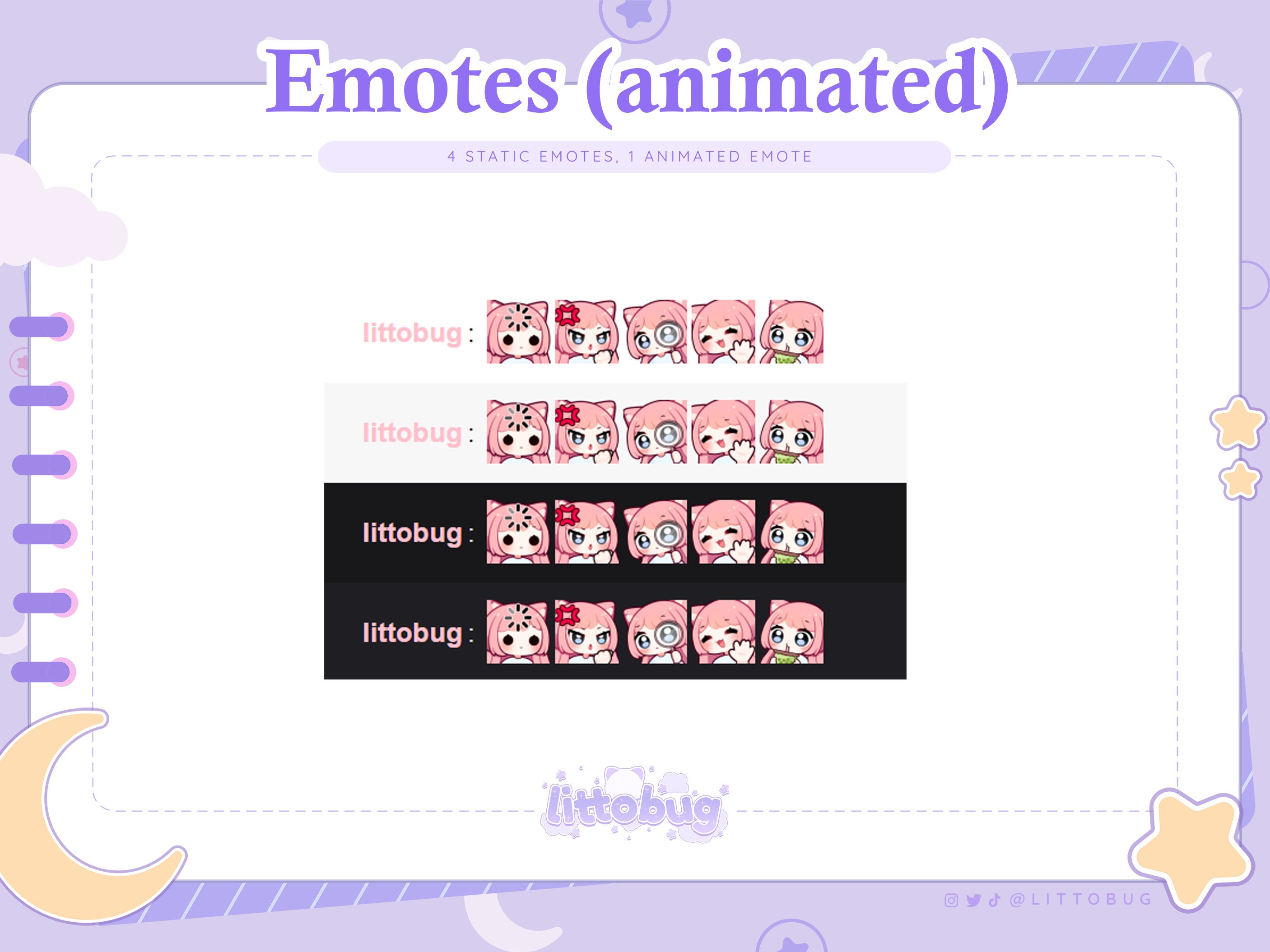 Chibi Girl Emotes (paquete de 5, rosa) para Twitch, YouTube, Discord ...