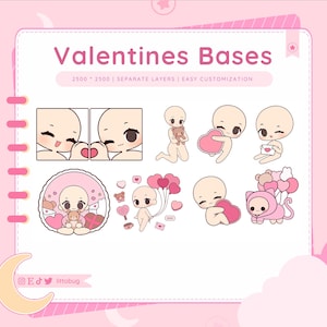 Valentines Base Pack (8 Bases) | YCH | Chibi Template for Commissions ...