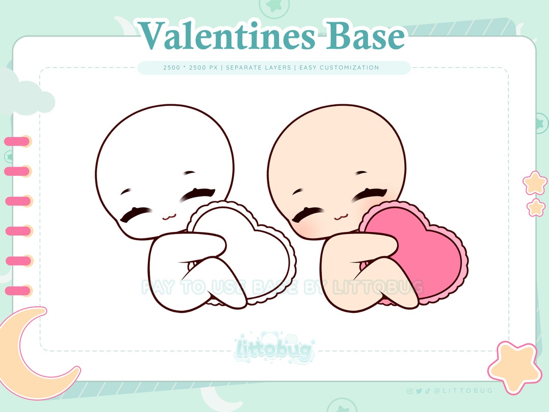 Valentines Base 4 YCH Chibi Template for Commissions, Twitch, Discord ...