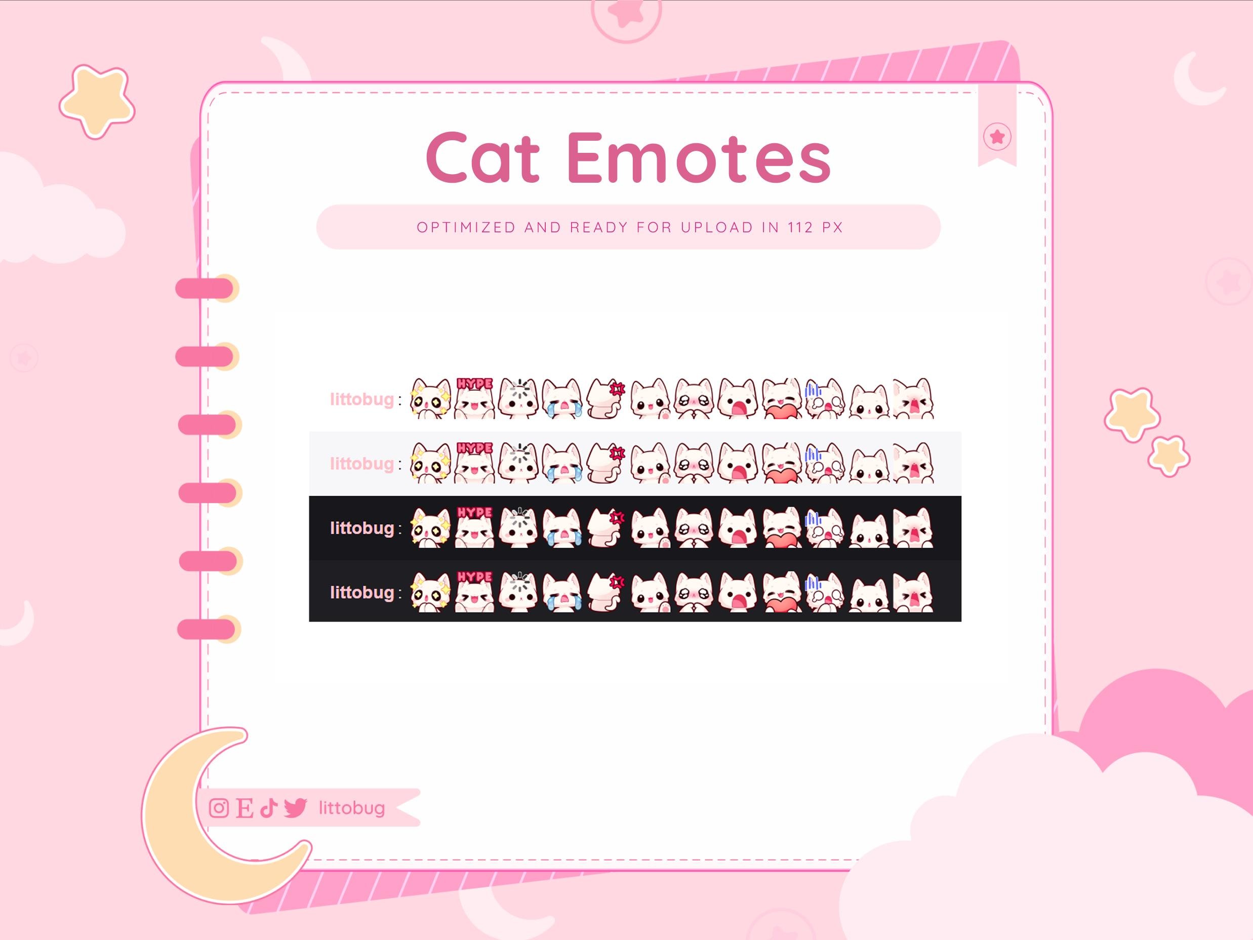 Cat Emotes (12 Pack, White) for Twitch, Youtube, Discord | Animated ...