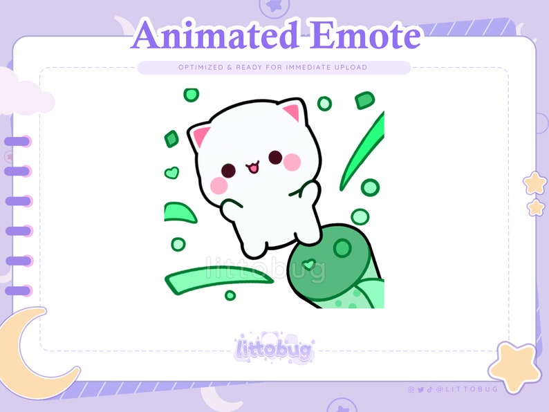Animated Cat Hype Emote (green) for Twitch, Youtube, Discord | Confetti ...