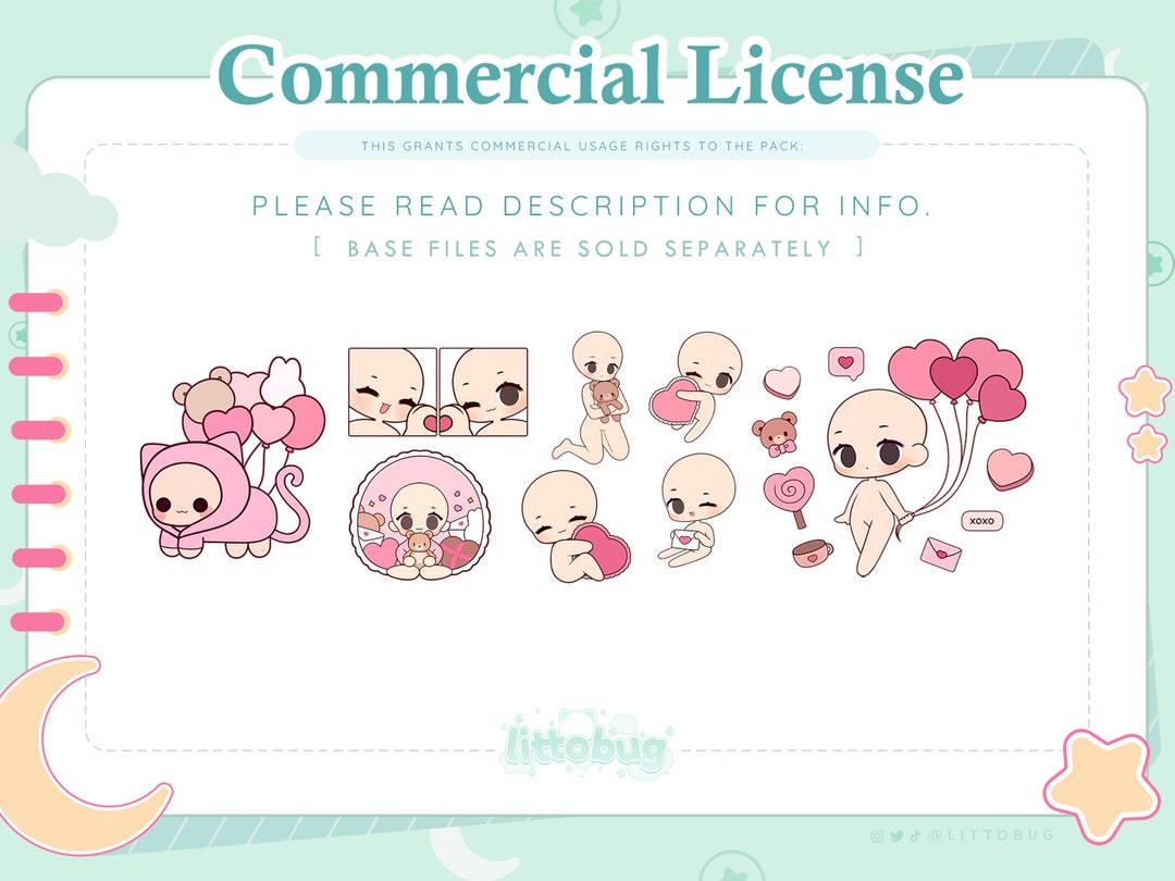 Commercial License for Valentines Bases Valentines YCH Template for ...