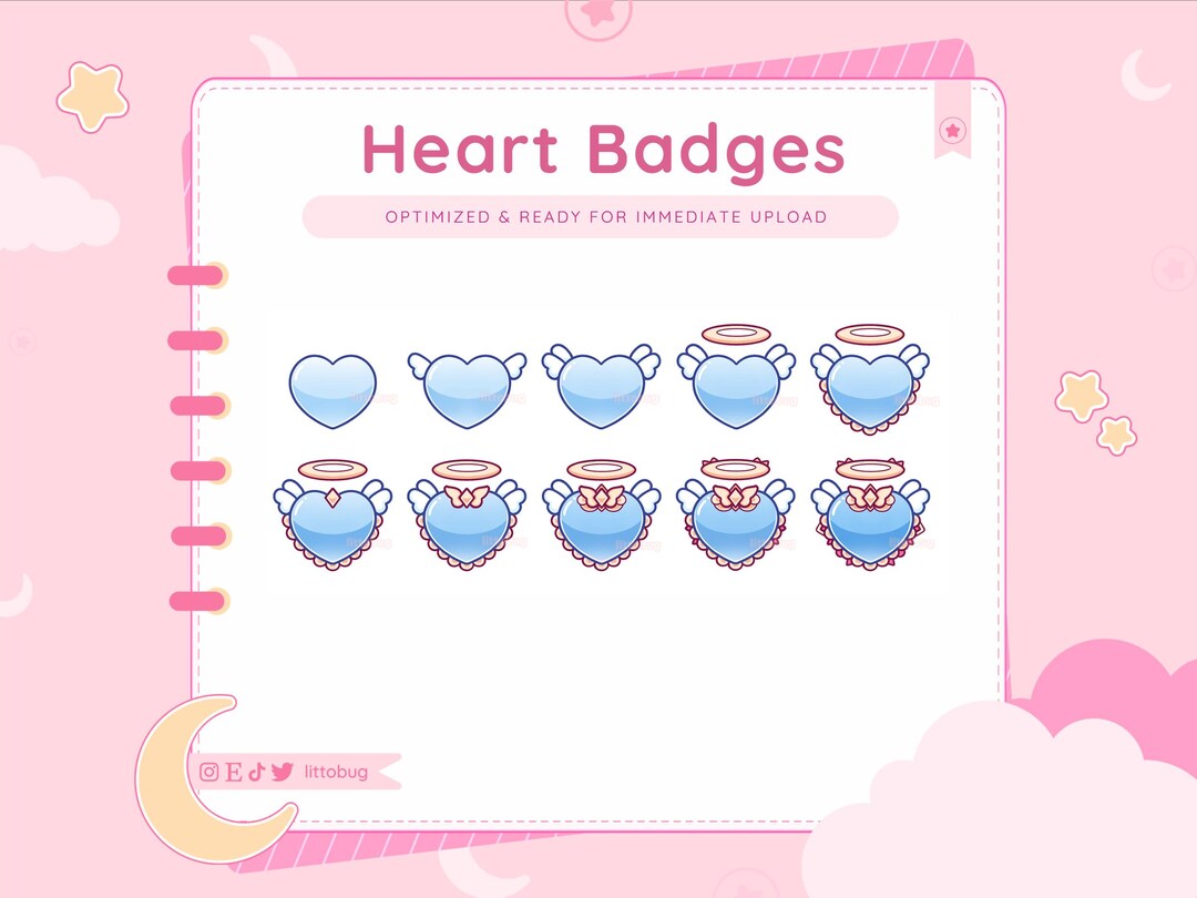 Blue Heart Angel Sub Badges (10 Pack), Twitch Stream Assets - Etsy