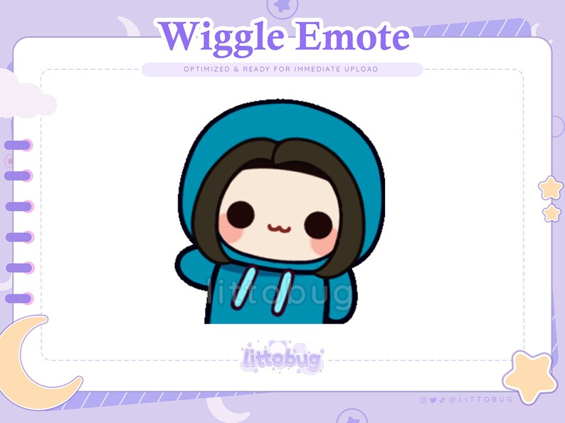 Wiggle Animated Emote black Hair, Blue Hoodie for Twitch, Youtube ...