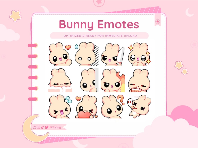 Pastel Orange Bunny Emotes, Twitch, Youtube, Discord (digital Download ...