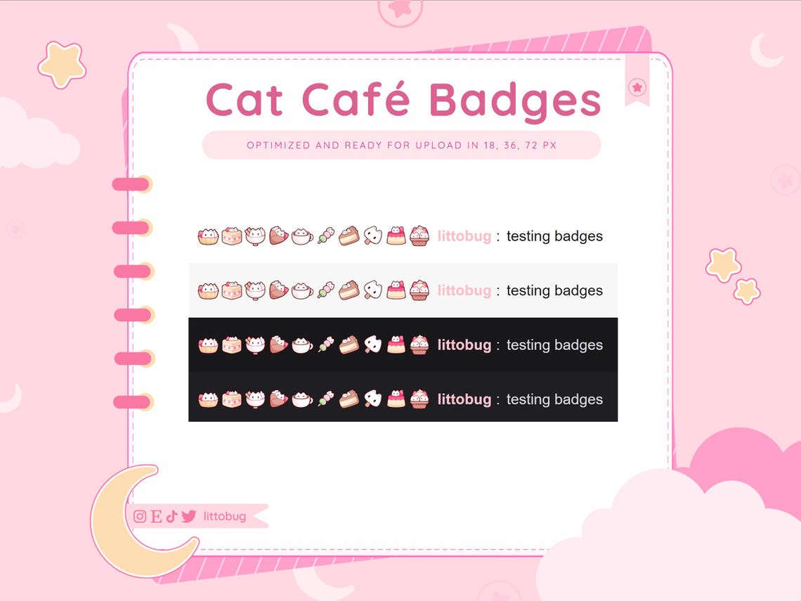 Cute Cat Cafe Badges, Twitch Stream Graphics (10 Pack) - Etsy