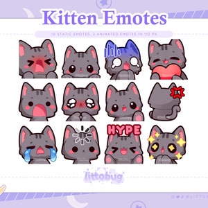 Black Cat Emotes (animated, 12 Pack) for Twitch, Youtube, Discord ...