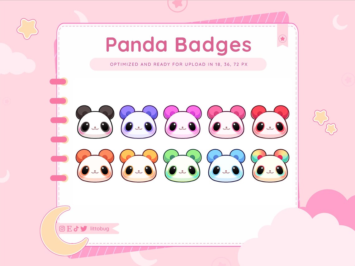 Cute Panda Sub Badges, Twitch, Youtube, Discord (10 Pack) - Etsy