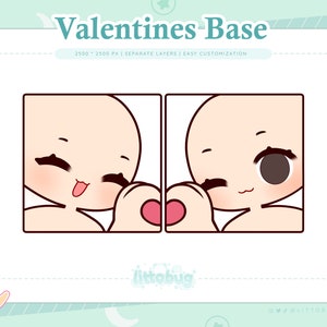 Valentines Base 3 YCH Emote Template for Commissions, Twitch, Discord ...