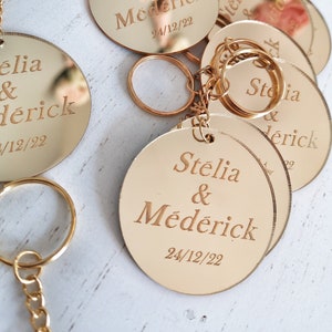 Personalized Gold Acrylic Mirror Keychain Wedding Favors, Custom Save ...