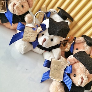 Personalized Graduation Teddy Bear Keychain Favors, College Graduation ...