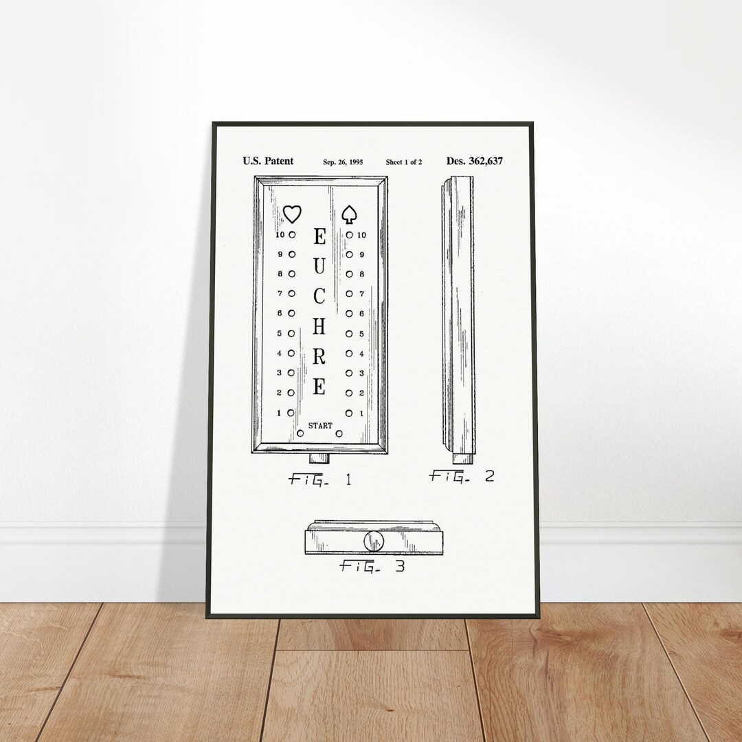 Framed Euchre Scoreboard Patent Poster - Durable Aluminum Frame ...