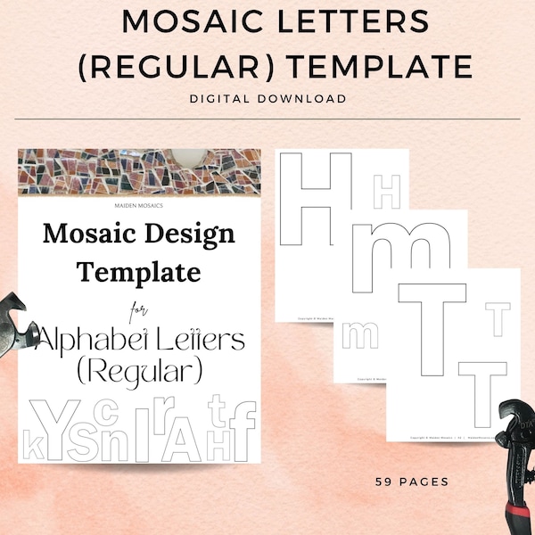 Mosaic Letters Template - Etsy