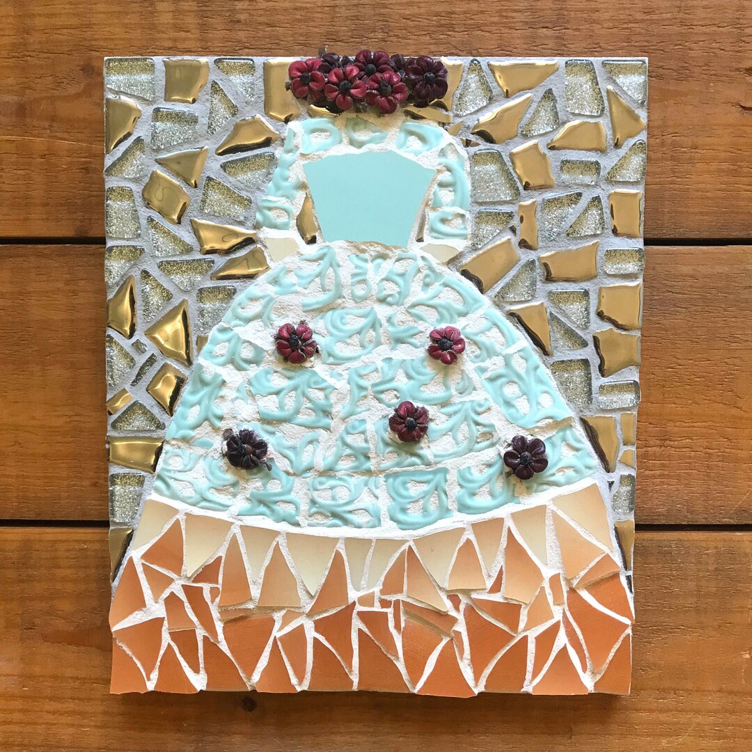 Mosaic Maiden in Blue Lace and Flowers - Etsy