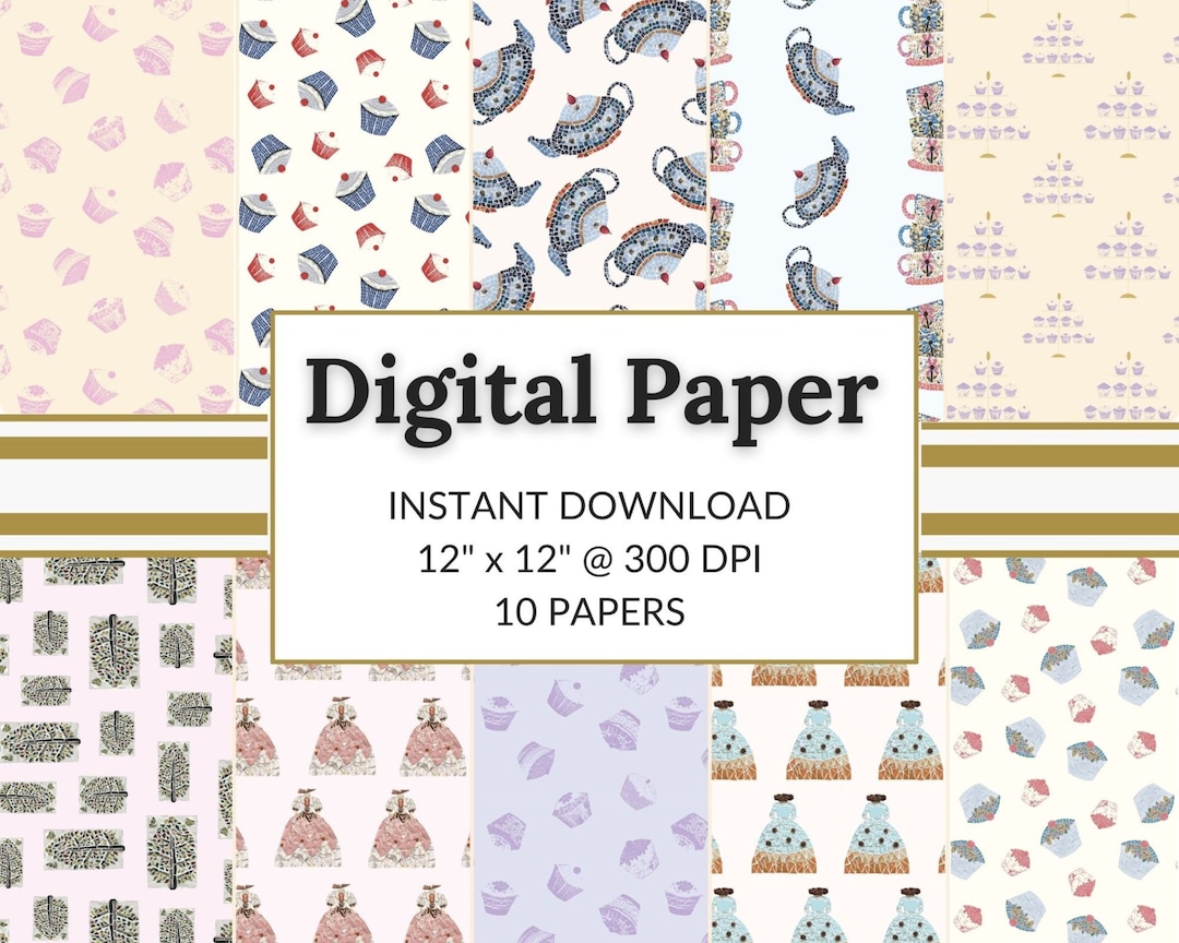Digital Printable Gift Wrapping Paper - Cupcakes and Tea - Etsy