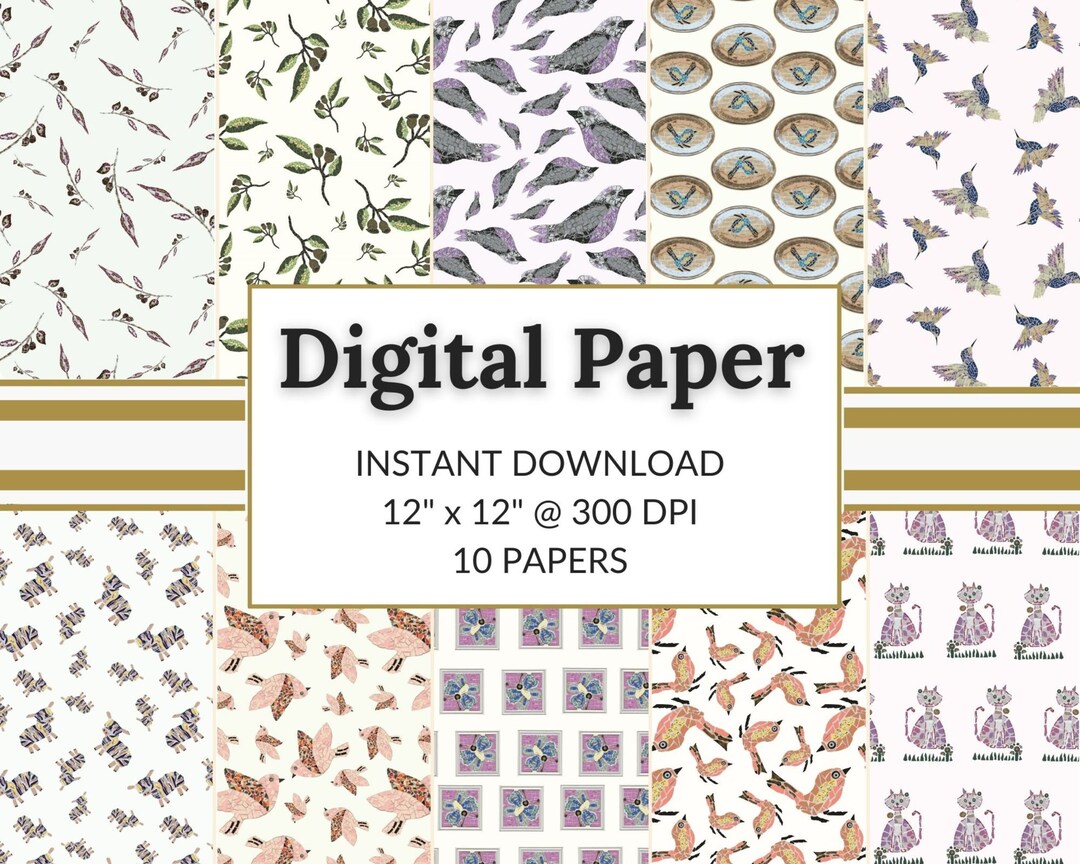 Digital Printable Gift Wrapping Paper - Birds and Butterflies - Etsy