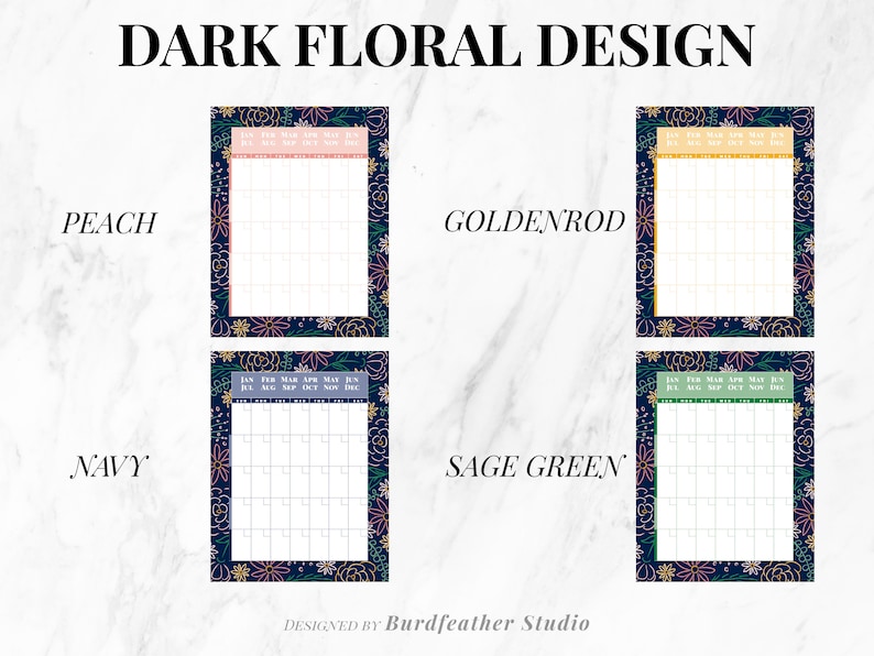 Blank Calendar. 2 Layouts, 3 Designs, 4 Colors. Binder Margins ...