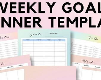 Minimal Printable Peachy Weekly Goal Planner - Etsy