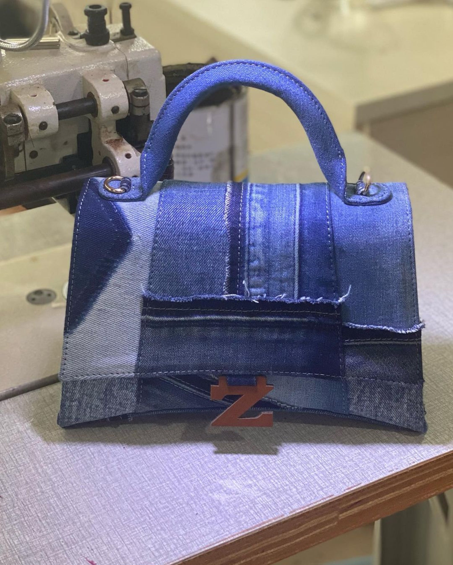 Designer Denim Bag, Luxury Denim Handbag, Handmade Denim Purse, Women ...