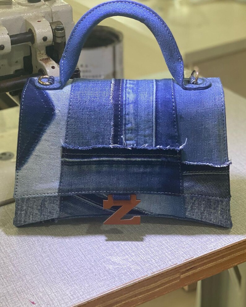 Designer Denim Bag, Luxury Denim Handbag, Handmade Denim Purse, Women ...