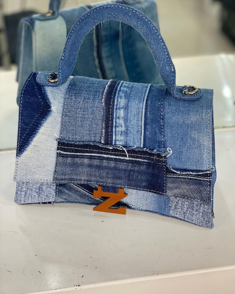 Designer Denim Bag, Luxury Denim Handbag, Handmade Denim Purse, Women ...