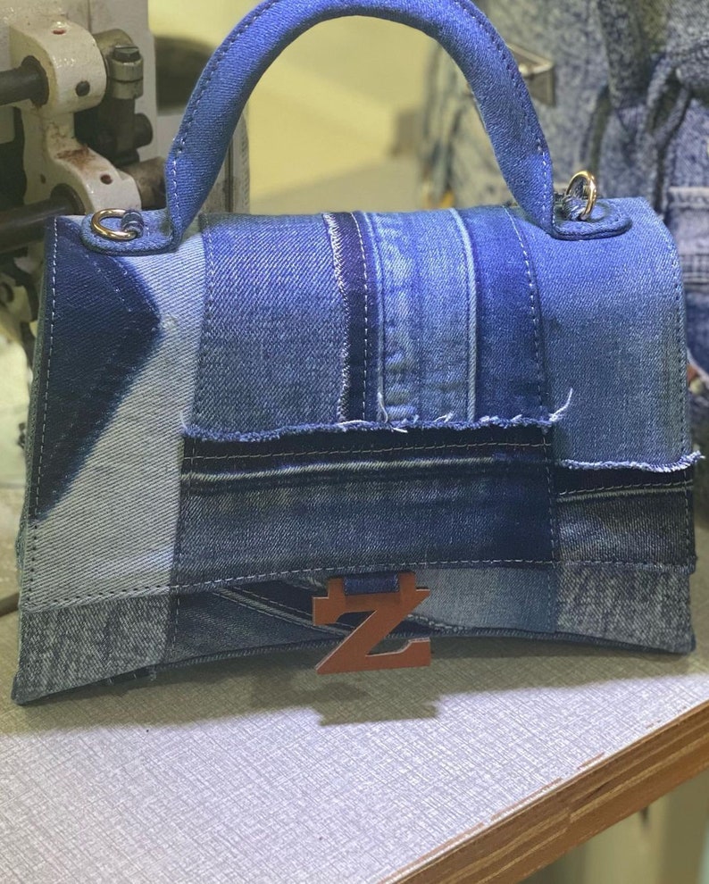 Designer Denim Bag, Luxury Denim Handbag, Handmade Denim Purse, Women ...
