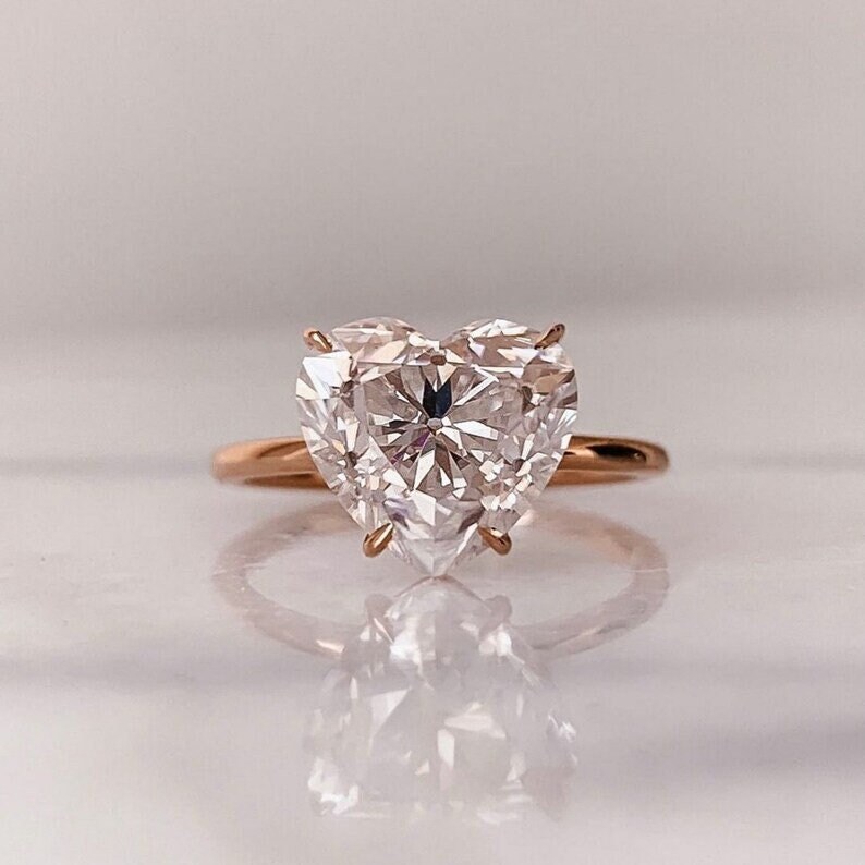 Buy 3CT Colorless Heart Shape Moissanite Diamond Solitaire Wedding ...