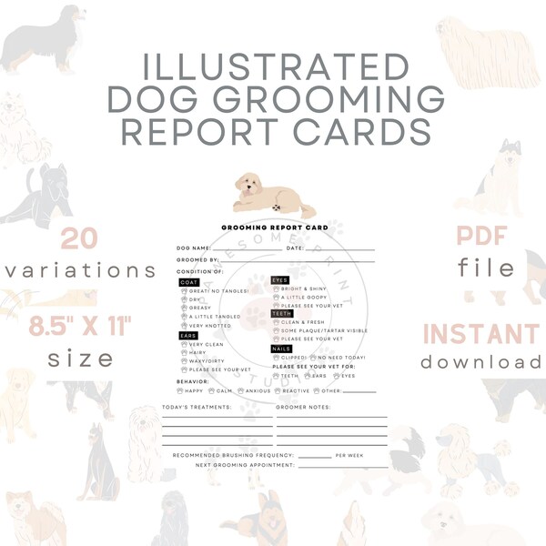 Dog Grooming Report Card Template - Etsy