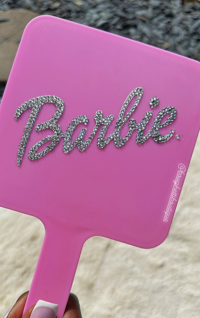 Personalised Barbie Inspired Custom Bling Handheld Makeup Lash ...