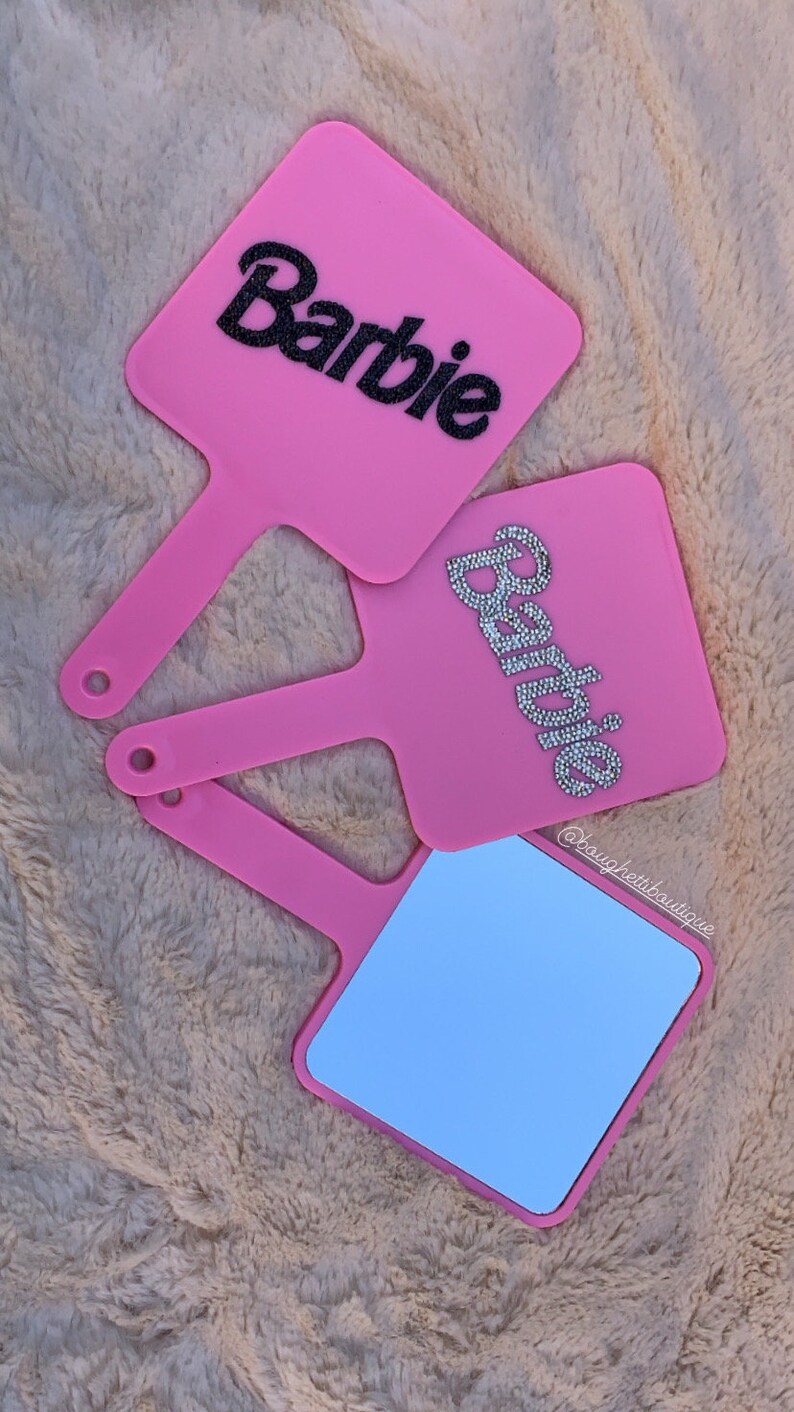 Personalised Barbie Inspired Custom Bling Handheld Makeup Lash ...