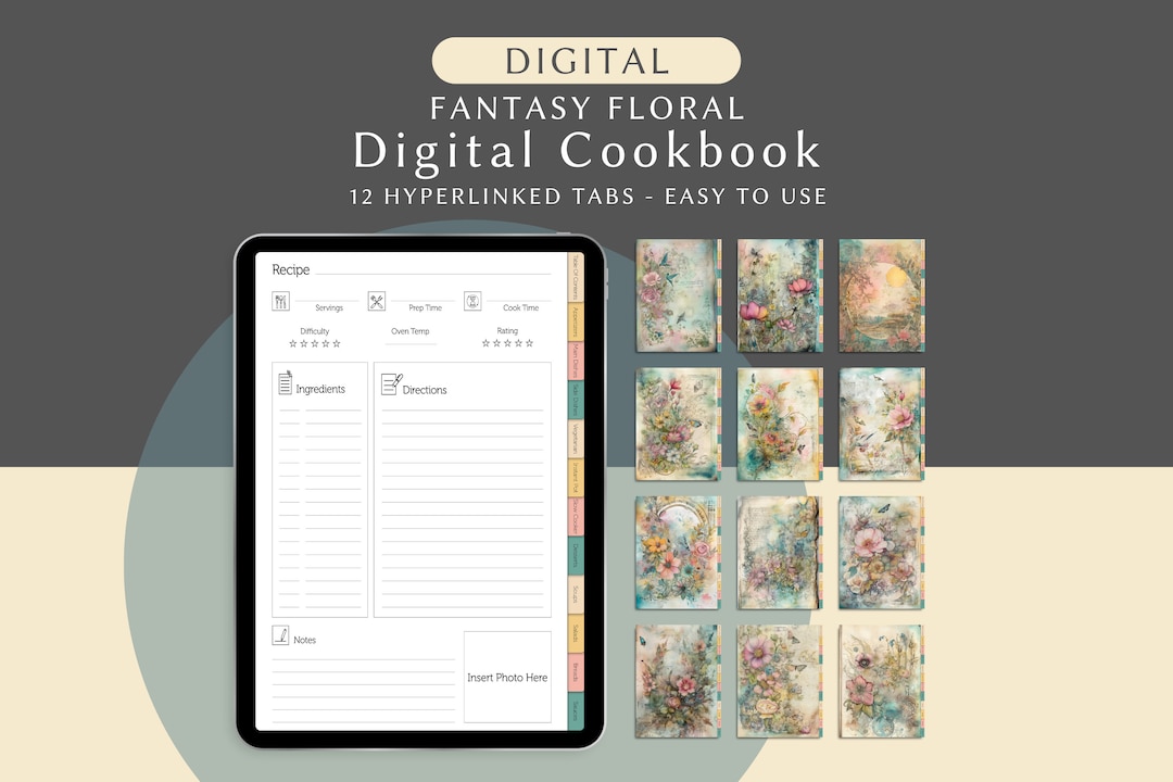 Floral Foodie Treasury Digital Cookbook for Goodnotes, Recipe Book With ...