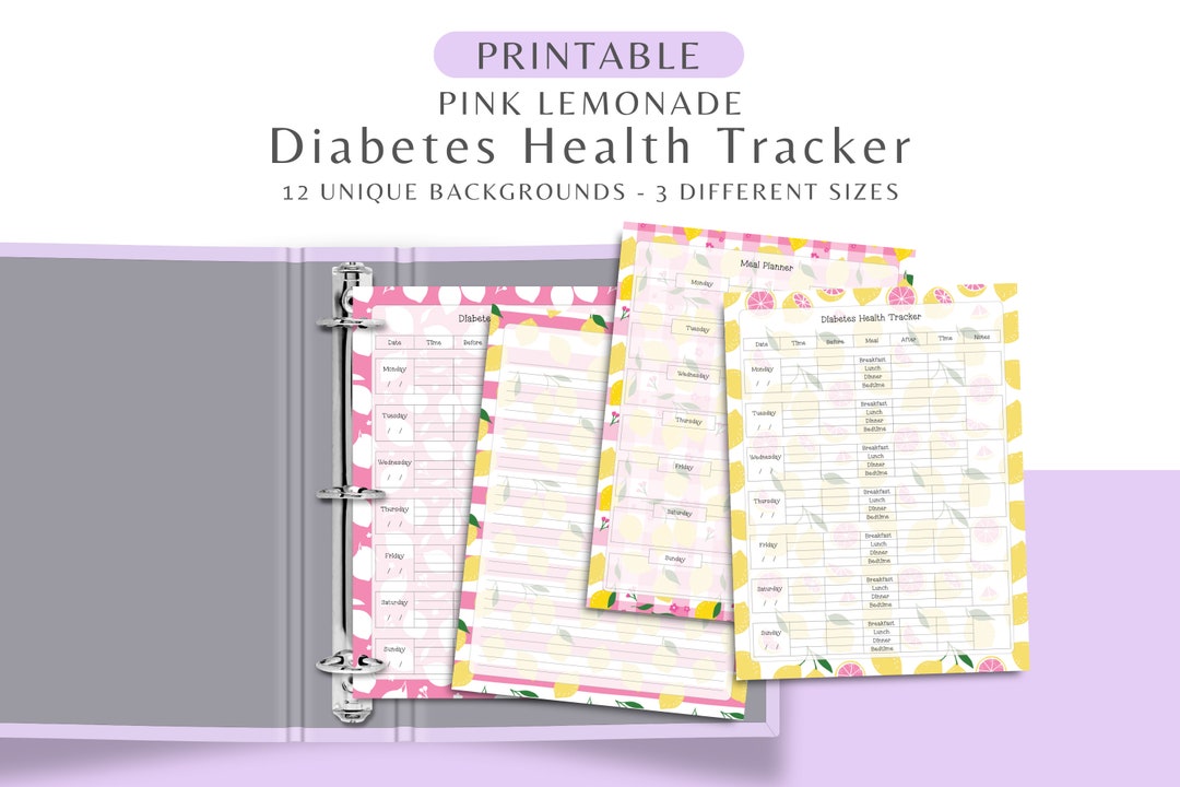 Pink Lemonade Diabetes Blood Sugar Tracker, Meal Planner, Grocery List ...