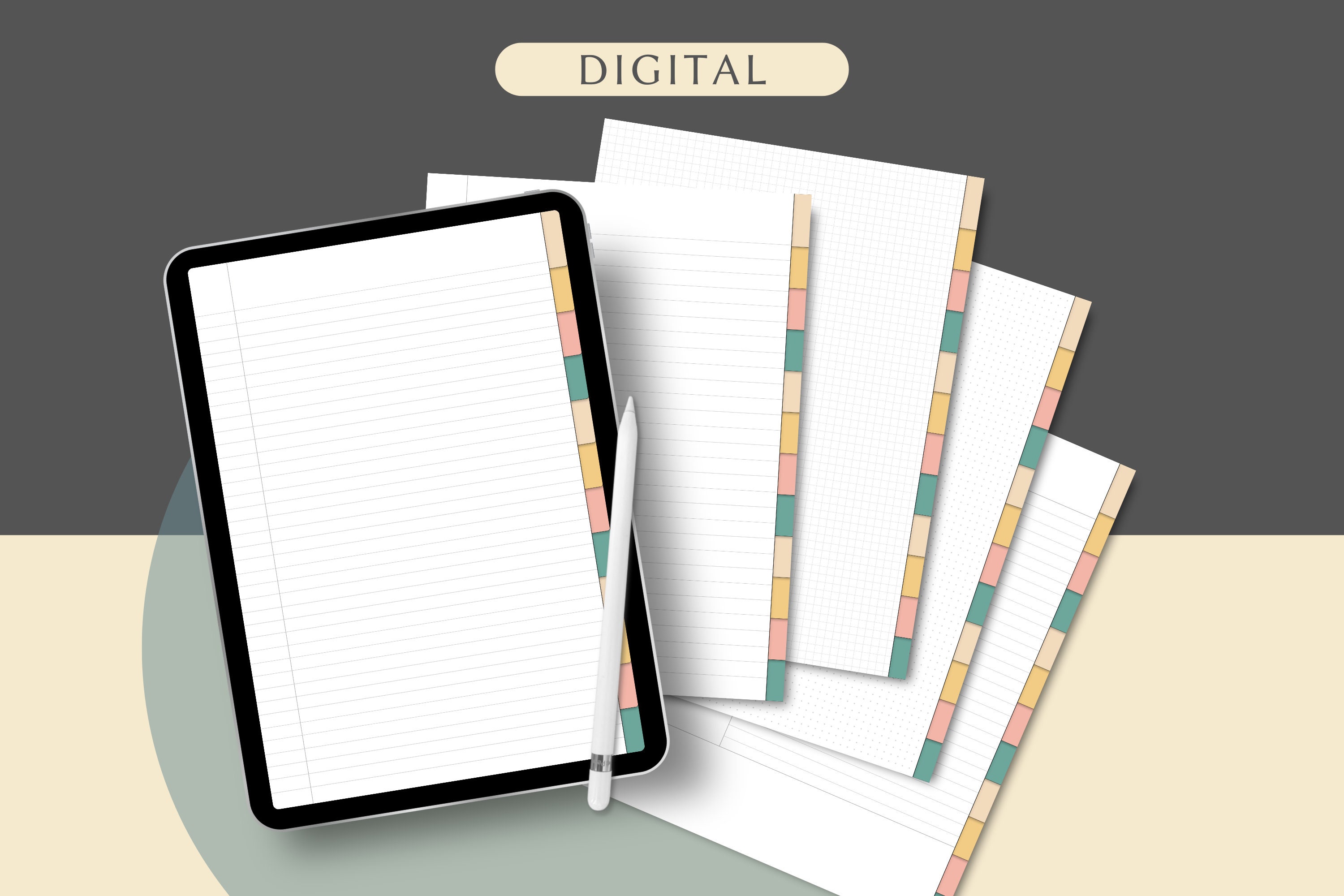 Floral Digital Notebook Bundle, Hyperlinked Tabs, iPad Digital Diary ...