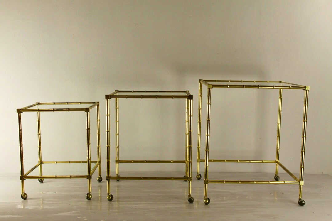 Bambu Shaped Brass Nesting Tables - Etsy
