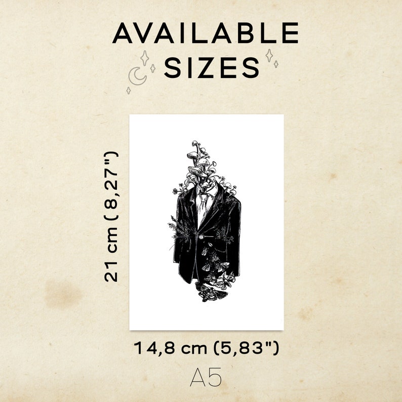 Vintage Moth and Mushroom Suit - Dark Fantasy Art Print - Death and ...