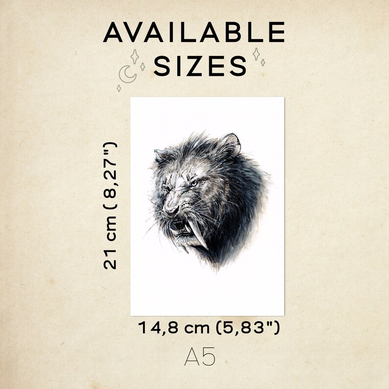 Sabertooth Tiger Art Print Prehistoric Wildlife Illustration Smilodon ...