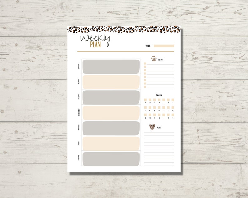 Leopard Print Daily Planner, Weekly, Monthly Sheets (PDF Digital ...